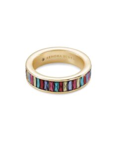 kendra scott jack gold band ring in multi crystal, size 7