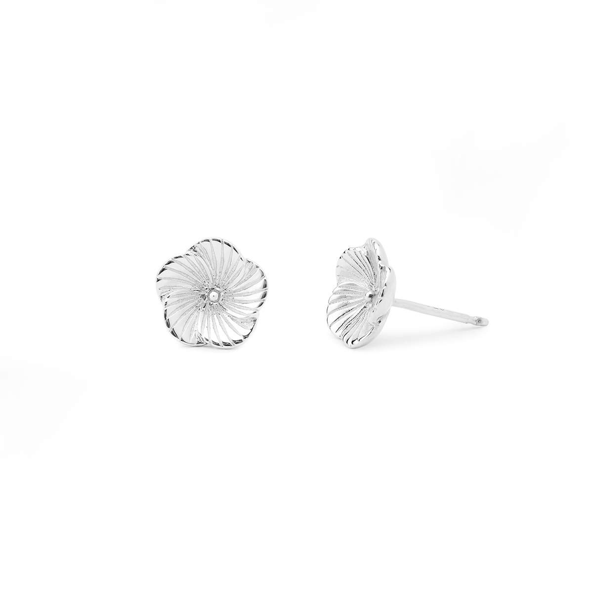 Boma Jewelry Sterling Silver Hibiscus Flower Stud Earrings