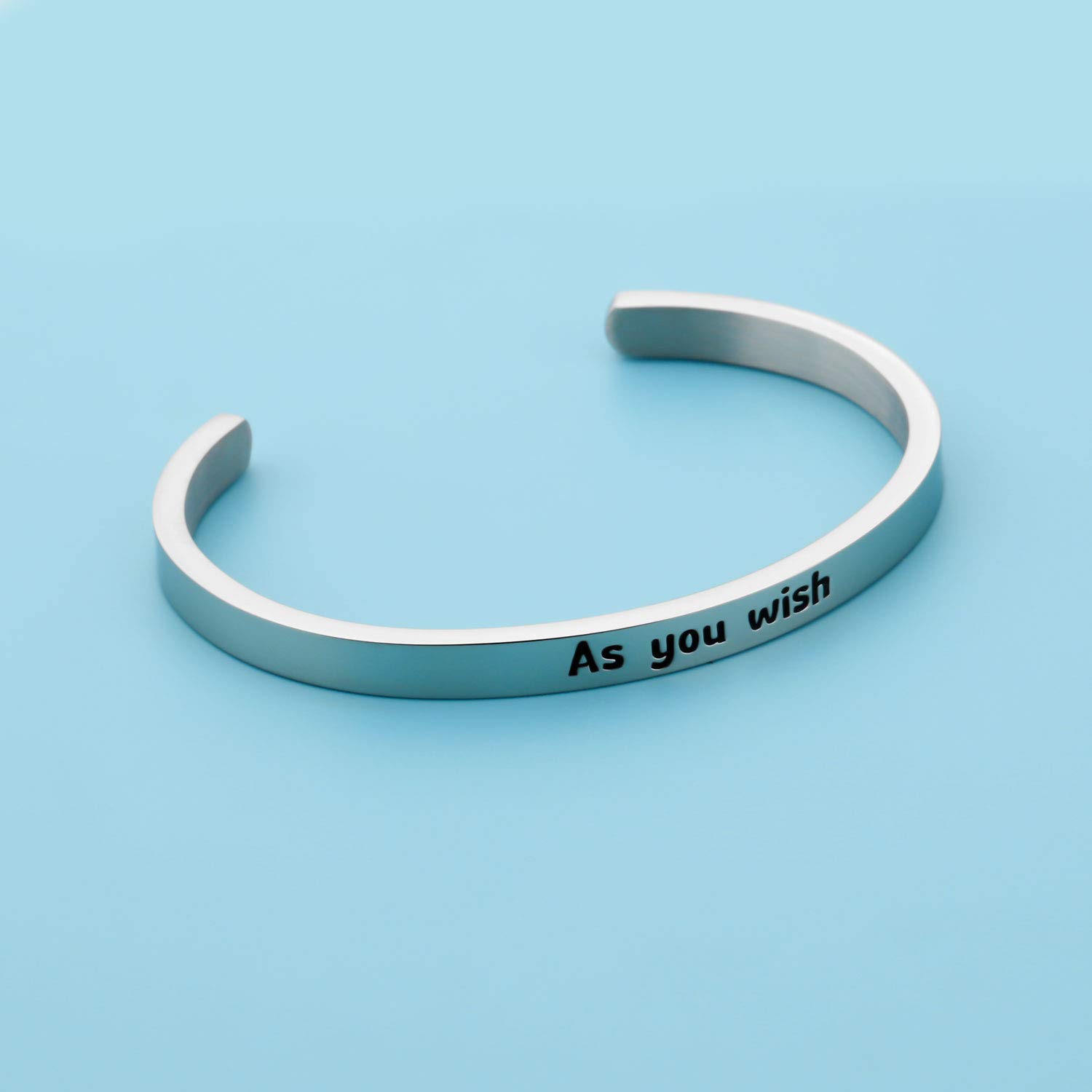 LQRI The Princess Inspired Bracelet As You Wish Cuff Bangle Princess Inspired Quote Gift for Women (B-As you wish)