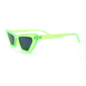 SA106 Womens Neon Pop Color 80s Squared Cat Eye Sunglasses (Green Black)