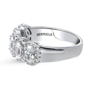 BERRICLE Sterling Silver 5-Stone Wedding Rings Cubic Zirconia CZ Cocktail Anniversary Band for Women, Rhodium Plated Size 7