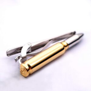 BXLE Cool Bullets Tie Bar Clips for Men, Gold Gun Shot Necktie Clip, Unique Shooting Sports Bullet Shell Stickpins for Wedding Groomsmen, Novelty Hunting Target Suit Accessories Jewelry (Tie Clip)