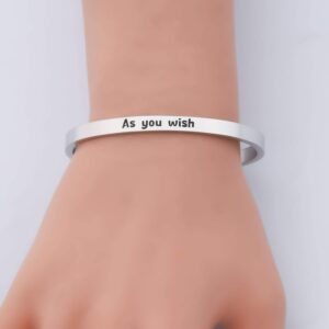 LQRI The Princess Inspired Bracelet As You Wish Cuff Bangle Princess Inspired Quote Gift for Women (B-As you wish)