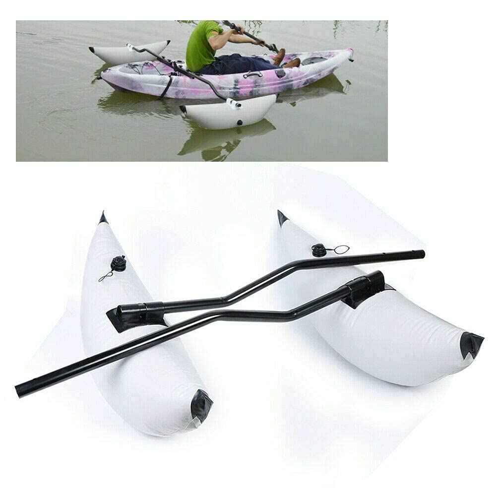 DYRABREST 2Pcs Inflatable Kayak Outrigger Stabilizer Kit, Fishing Boat Canoe Standing Float Stabilizers System Portable Kayak Stabilizer Sidekicks Kit (White)