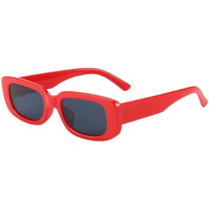 dollger retro rectangle sunglasses for women trendy vintage 90s small sunglasses uv 400 protection square shades red