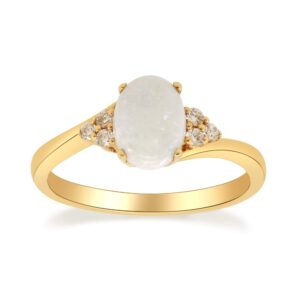 gin & grace 10k yellow gold natural opal diamond (i1,i2) (size 7) propose promise ring for women