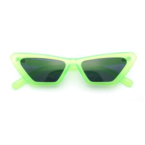 sa106 womens neon pop color 80s squared cat eye sunglasses (green black)