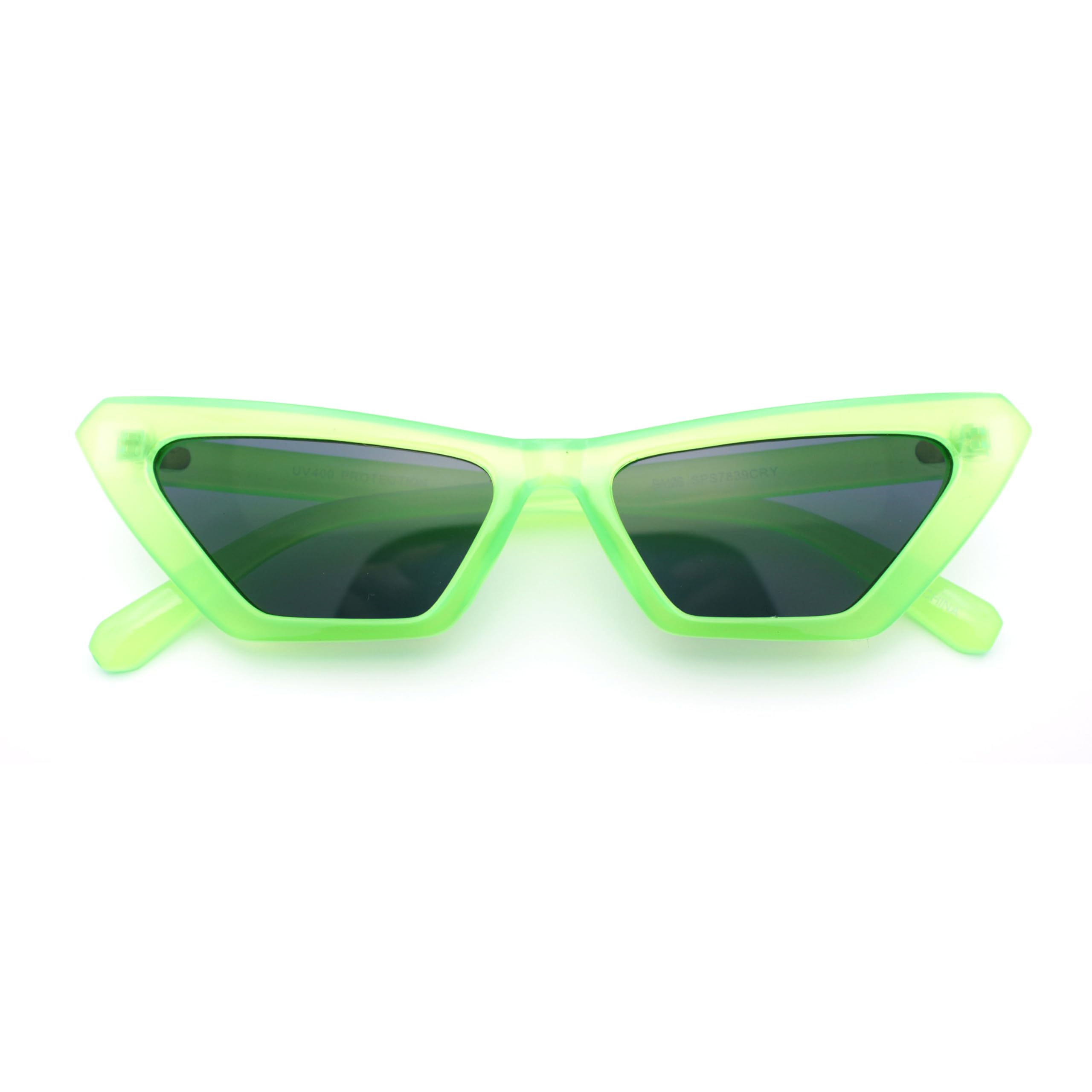 SA106 Womens Neon Pop Color 80s Squared Cat Eye Sunglasses (Green Black)