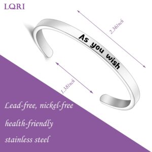 LQRI The Princess Inspired Bracelet As You Wish Cuff Bangle Princess Inspired Quote Gift for Women (B-As you wish)