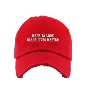 made ya look black lives matter vintage baseball cap embroidered cotton adjustable distressed dad hat