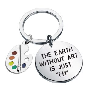 feelmem artist paint palette and brush charm pendant keychain earth without art is just eh painters jewelry artist gift art student art teacher gifts (the earth)