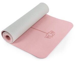 non slip, pilates fitness mats, eco friendly, anti-tear 1/4" thick yoga mats for women, exercise mats for home workout with carrying sling (72"x24", parfait pink & gray)