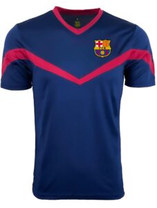 icon sports youth barcelona training jersey, licensed barcelona soccer shirt for boys (xxx-small (youth medium 7-9 years)) blue