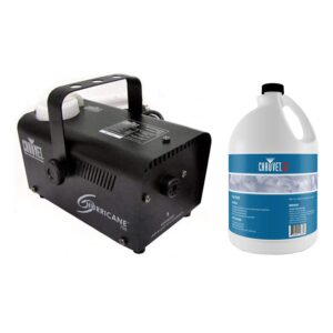 chauvet dj chv-h700 hurricane pro fog smoke machine with remote and fju 1 gallon bottle of fog smoke juice fluid