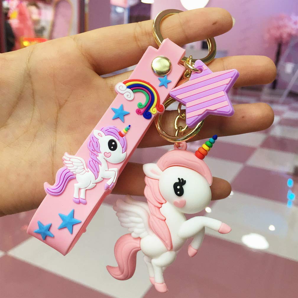 HAIQILIN Pink Unicorn Keychain backpack keychains