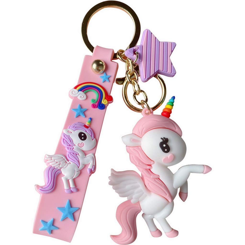 HAIQILIN Pink Unicorn Keychain backpack keychains