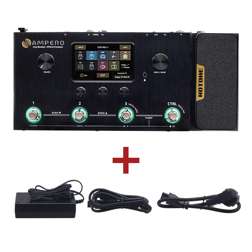 Hotone Ampero MP-100 Guitar Bass Amp Modeling IR Cabinets Simulation Multi Language Multi-Effects with Expression Pedal Stereo OTG USB Audio Interface