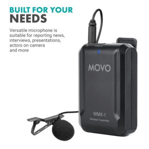 Movo WMX-1-TX 2.4GHz Wireless Lavalier Microphone, Transmitter, Crystal Clear Audio, 1-Year Warranty