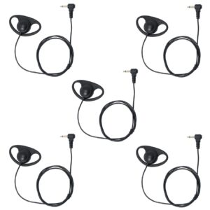 earphmice listen only earpiece 3.5mm 1 pin soft rubber d shape clip-ear radio earpiece headset for speaker mic compatible with motorola kenwood baofeng two way radios (pack of 5)