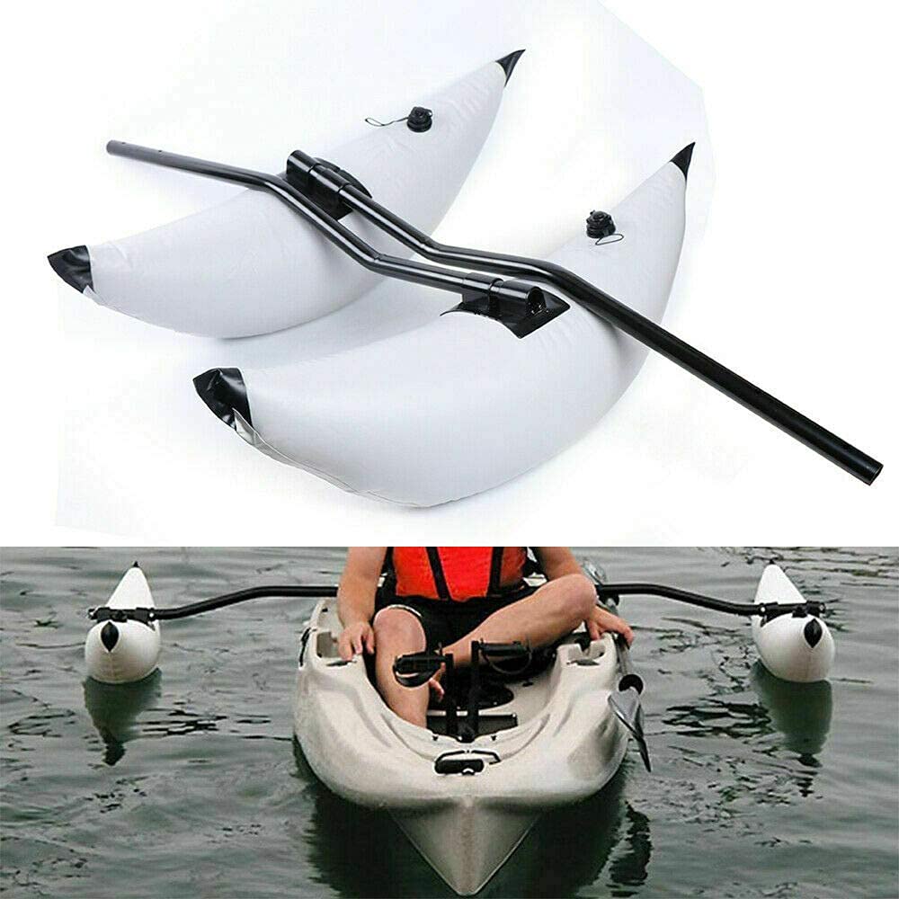 DYRABREST 2Pcs Inflatable Kayak Outrigger Stabilizer Kit, Fishing Boat Canoe Standing Float Stabilizers System Portable Kayak Stabilizer Sidekicks Kit (White)