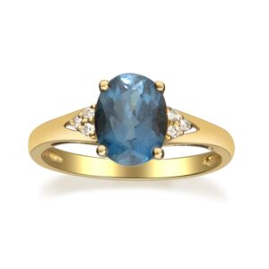 gin & grace 10k yellow gold genuine london blue topaz ring with diamonds for women | ethically, authentically & organically sourced (oval-cut) shaped london blue topaz hand-crafted jewelry for her