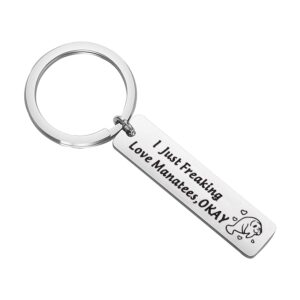 feelmem manatee keychain manatee lovers gift i just freaking love manatees okay keychain sea cow manatee jewelry sea lion gift for women crazy manatee lady gift (i just freaking)