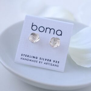 Boma Jewelry Sterling Silver Hibiscus Flower Stud Earrings