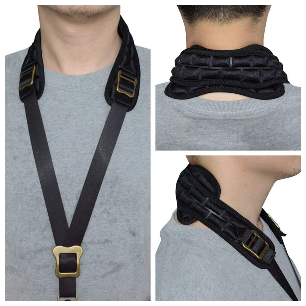 adorence Padded Saxophone Neck Strap - Comfortable Sax Strap with Breathable, Removable & Washable Neck Strap Cushion - H04 Black