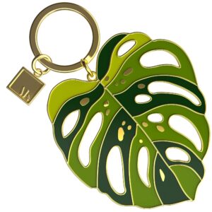 artak plant keychains for women cute keychain key chain plant lover gifts plant lady (gold monstera)