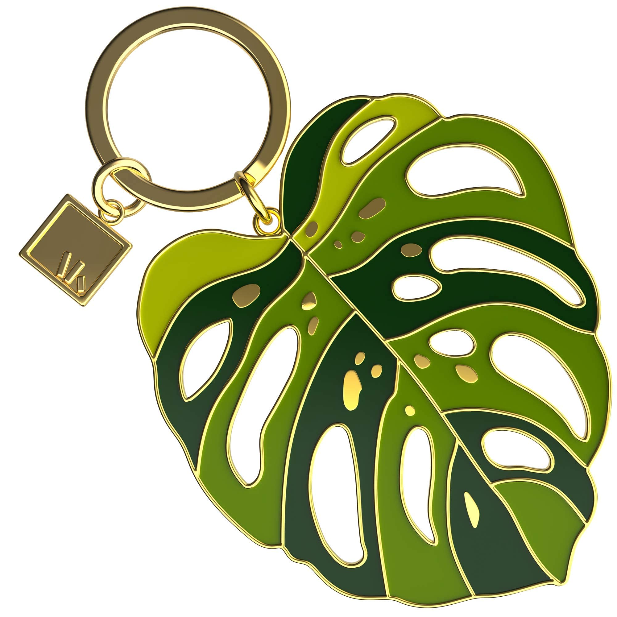 ArtAK Plant Keychains for Women Cute Keychain Key Chain Plant Lover Gifts Plant Lady (Gold Monstera)