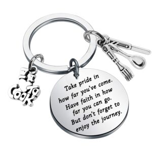 chef keychain gifts culinary school gifts chef charm cooking jewelry cooking lover gift take pride in how far you have come (silver)