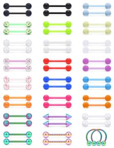 scerring 14g nipple rings acrylic bioflex flexible stainless steel tongue ring nipplerings barbell body piercing jewelry retainer for women men 14mm 48pcs