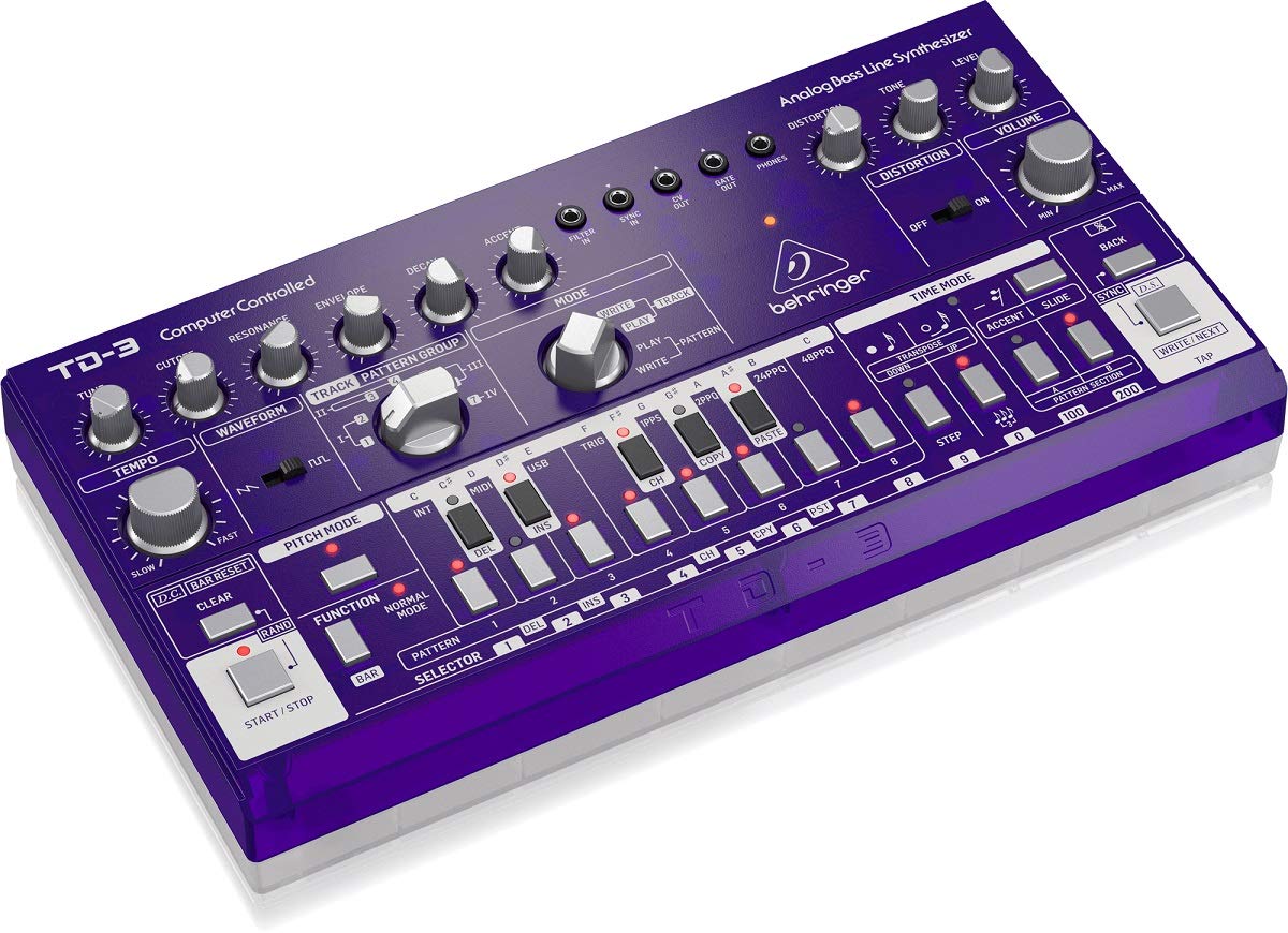 Behringer TD-3-GP Analog Bass Line Synthesizer with VCO, VCF, 16-Step Sequencer, Distortion Effects and 16-Voice Poly Chain