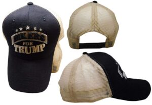 bikers for trump black khaki mesh trucker cotton embroidered hat cap