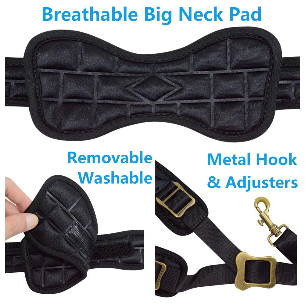 adorence Padded Saxophone Neck Strap - Comfortable Sax Strap with Breathable, Removable & Washable Neck Strap Cushion - H04 Black