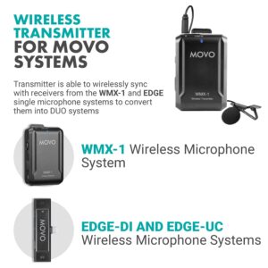 Movo WMX-1-TX 2.4GHz Wireless Lavalier Microphone, Transmitter, Crystal Clear Audio, 1-Year Warranty