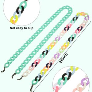 Frienda 9 Pieces Acrylic Eyeglass Chain Sunglasses Reading Strap for Women Men Eye Glasses Holder Necklace Around Neck Eyewear Retainer