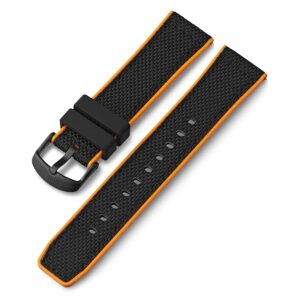 timex 22mm silicone quick-release strap – black & orange accents with black buckle