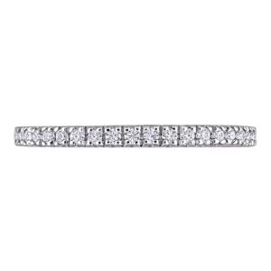 Abbie+Cleo Women's Round Moissanite Gemstone Band Stackable Anniversary Ring - White Gold Ring for Women - Anillo de Mujer - Moissanite - 10K White Gold - Stackable Rings (size 7)