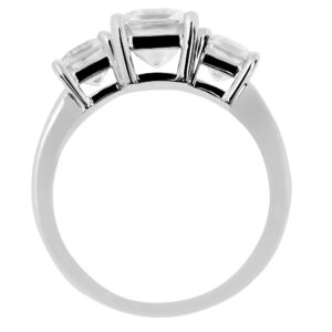 ORO LEONI 925 Sterling Silver Cubic Zirconia Asscher Cut 3 stones Band Ring. Size 7