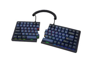 mistel barocco md770 rgb wireless split mechanical keyboard, tkl ergonomic gaming keyboard 85 keys (cherry mx brown switches, tactile light-clicky)