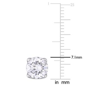 Abbie+Cleo Round Shape Created White Moissanite Gemstone Stud Earrings in 10K White Gold