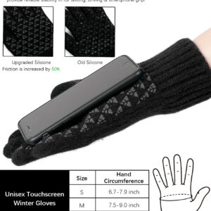 Vgogfly Winter Knit Gloves Warm Full Fingers Men Women with Upgraded Touch Screen - Anti-Slip Glove Fleece Lined