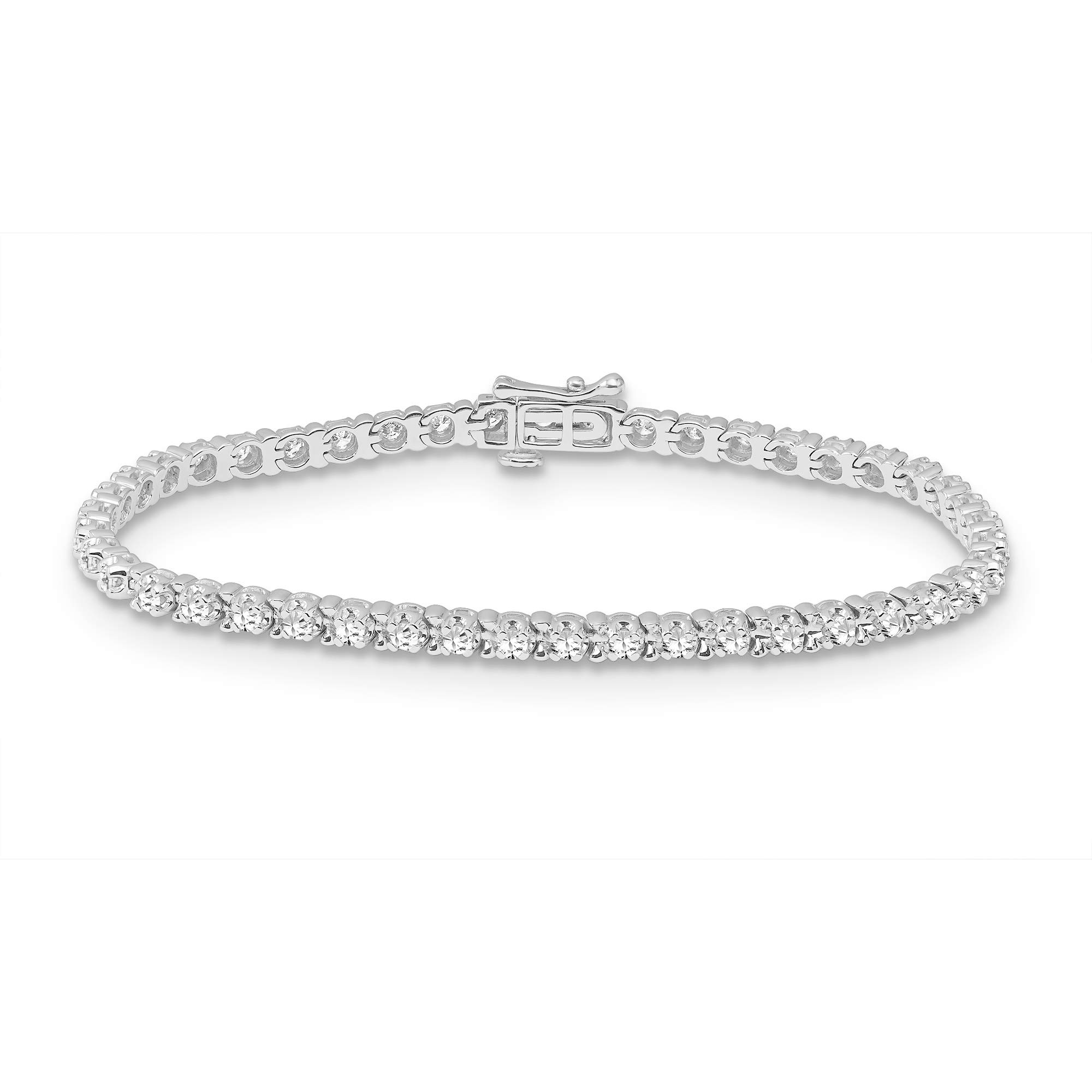 ARAIYA FINE JEWELRY 14K White Gold Natural Diamond Tennis Bracelet (2 cttw, I-J Color, I2-I3 Clarity), 7"