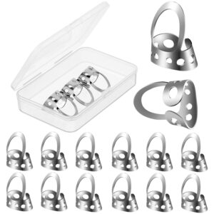 shappy 12 pieces stainless steel guitar finger picks, adjustable metal finger thumb picks for guitar, banjo, large and medium sizes, silver