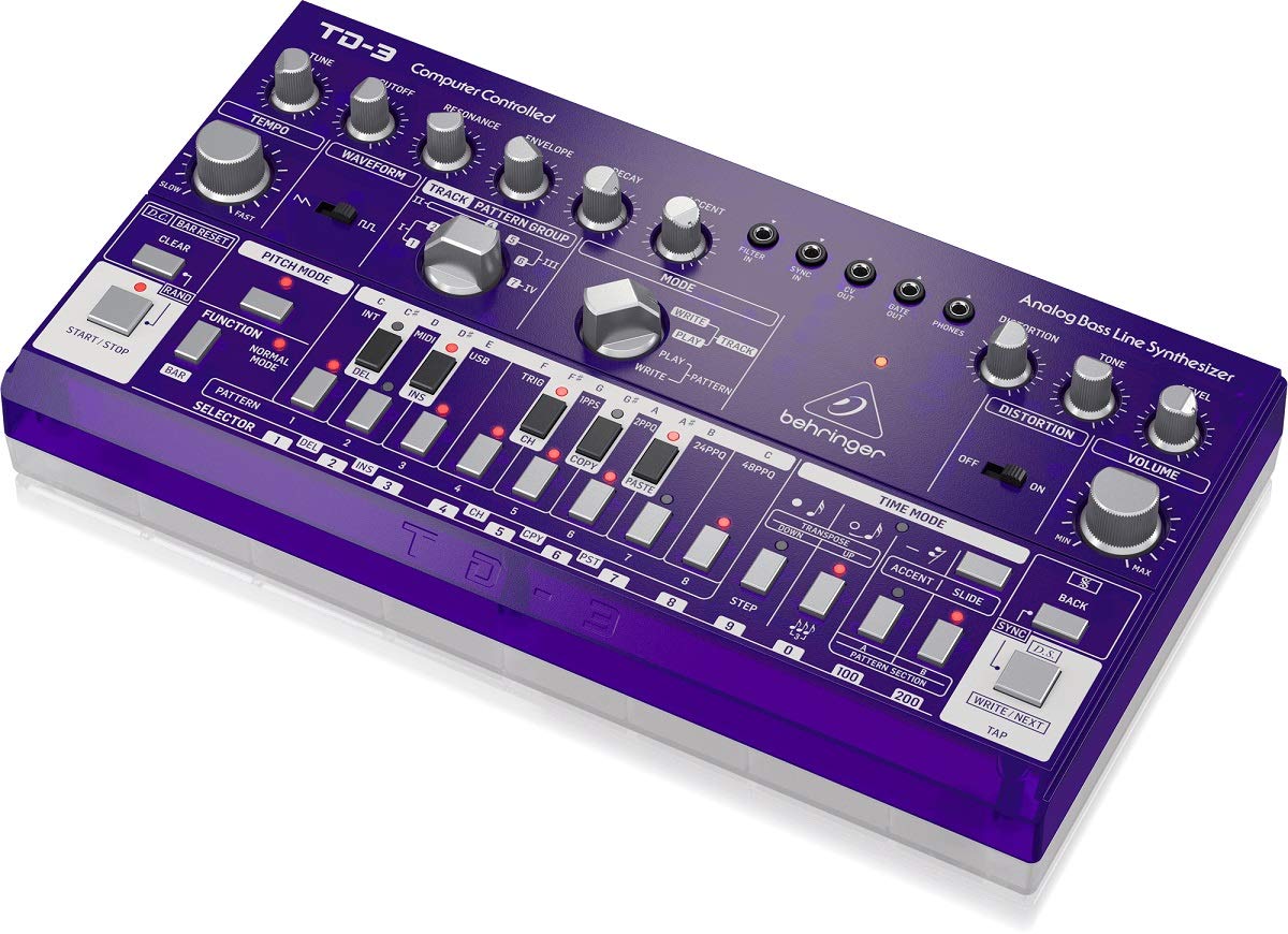 Behringer TD-3-GP Analog Bass Line Synthesizer with VCO, VCF, 16-Step Sequencer, Distortion Effects and 16-Voice Poly Chain