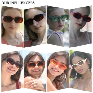 Dollger Retro Rectangle Sunglasses For Women Trendy Vintage 90s Small Sunglasses UV 400 Protection Square Shades Red