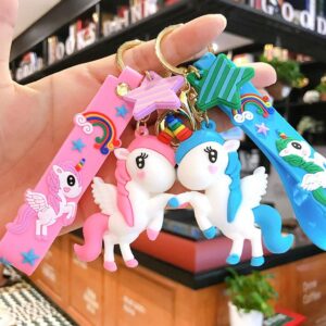 HAIQILIN Pink Unicorn Keychain backpack keychains