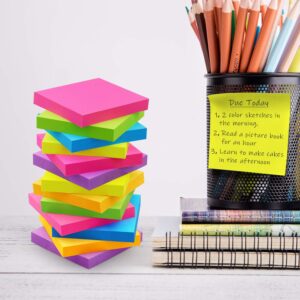 Sticky Notes 3x3 Self-Stick Notes Pads with 6 Bright Colors, Easy to Post for Office, Shool, Home, 6 Pads/Pack, 100 Sheets/Pad(Standard)