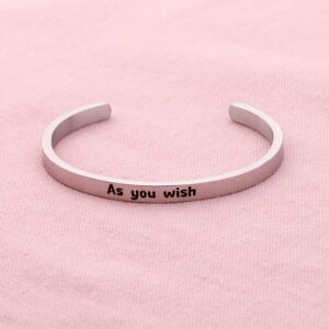 LQRI The Princess Inspired Bracelet As You Wish Cuff Bangle Princess Inspired Quote Gift for Women (B-As you wish)